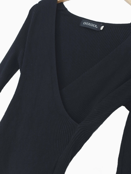 ALICE | Ribbed Crossover Top | Black – OVERIDER